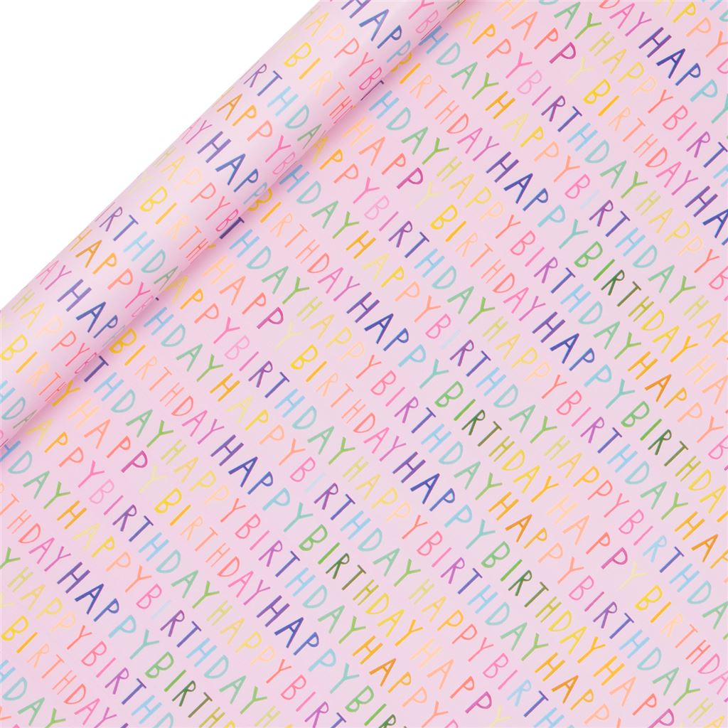 Roll Wrap - Pink happy birthday script – Greetings Bramhall