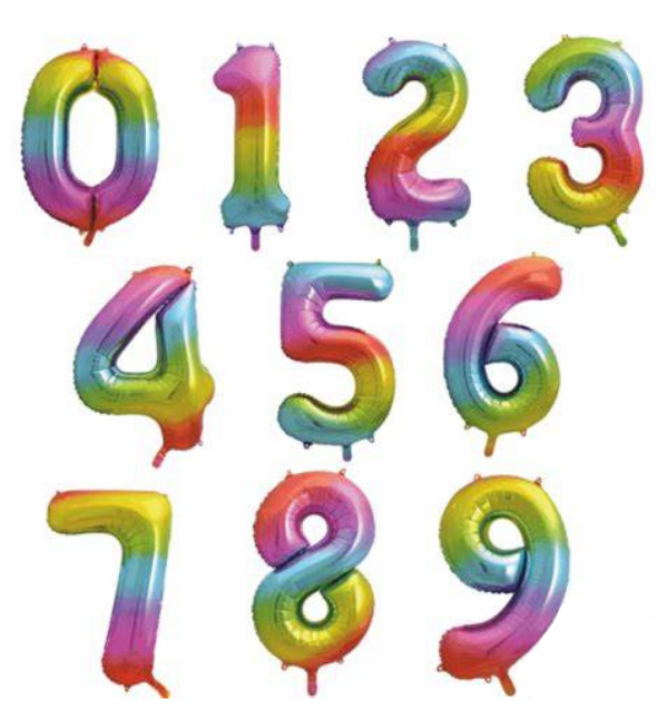 Rainbow number balloons – Greetings Bramhall