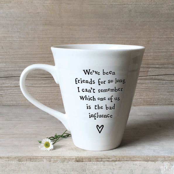 'Bad influence' Porcelain mug – Greetings Bramhall